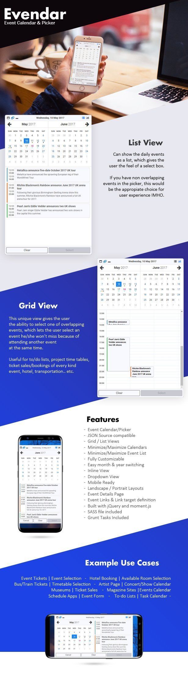 Evendar - Event Calendar/Picker - code.market