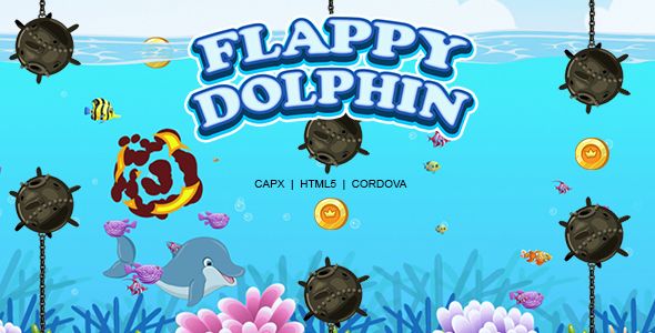 Flappy Dolphin Game (HTML5 | CAPX | Cordova) - code.market
