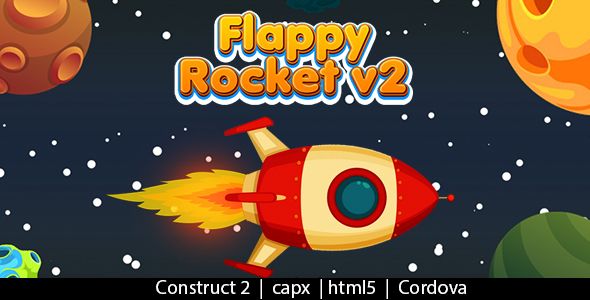 Flappy Rocket v2 (CAPX | HTML5 | Cordova) Space Game - code.market