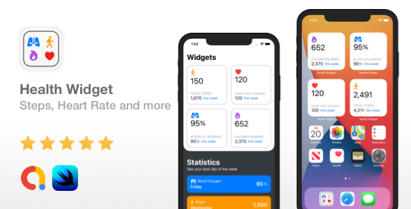 Health Widget - iOS 14 | Heart rate, Steps and more - code.market