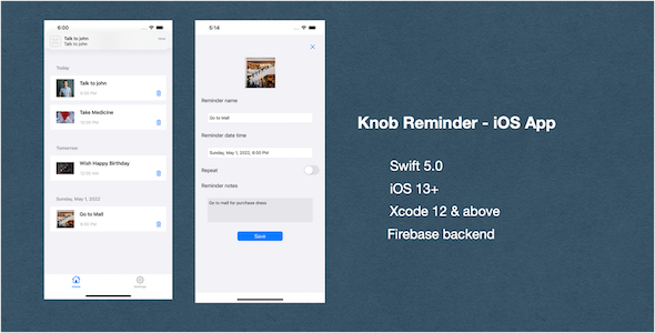 Knob Reminder - iOS App - code.market