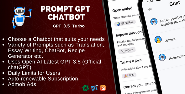 Multi Chatbot for IOS - AI PromptGPT based on ChatGPT - code.market