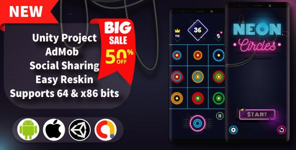 Neon Circles - Unity Game Template + Admob - code.market