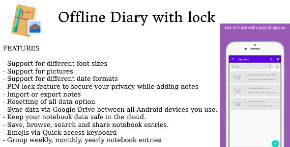 Offline diary with lock android full app code with - code.market