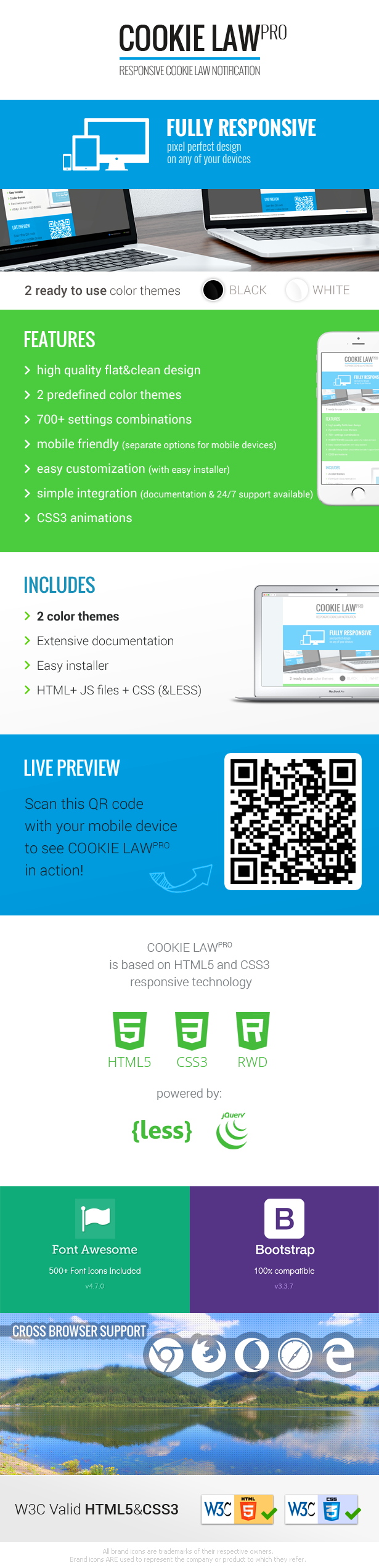 Responsive Cookie Law Consent Notification Gdpr Compliance Codemarket