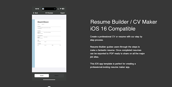 Resume Builder / CV Maker iOS 16 Compatible - code.market