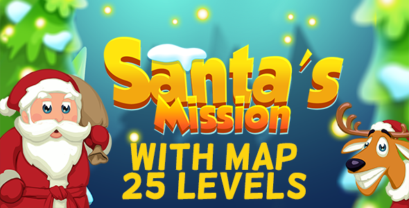 Santa's Mission Match3 HTML5 Game w/ Map & 25 Levels - code.market
