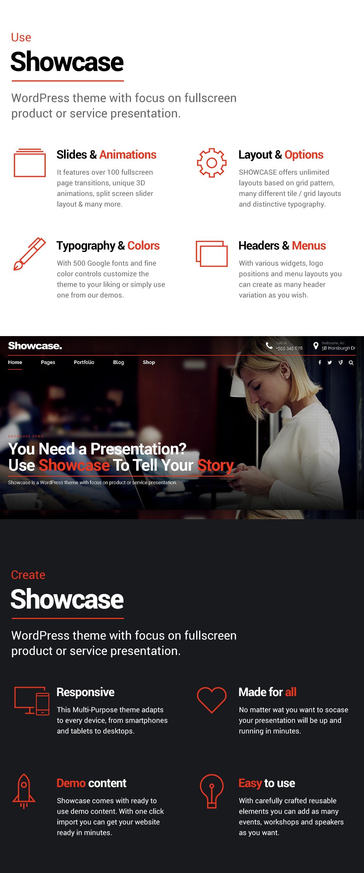 Showcase - Fullscreen Slides Wordpress Theme - code.market