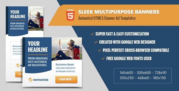 Sleek Multipurpose Banners - HTML5 Animated Ad Templates - code.market Sleek Multipurpose Banners - HTML5 Animated Ad Templates - code.market