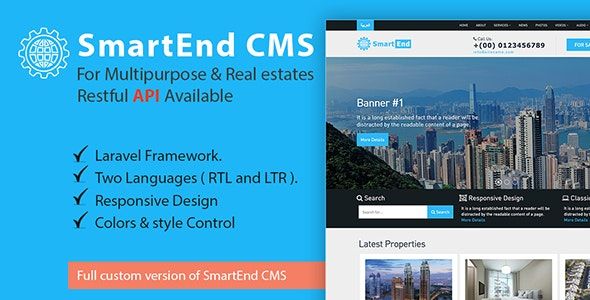 SmartEnd CMS for multipurpose & real estate with Restful API - code.market