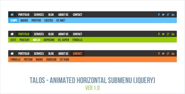 Talos - Animated Horizontal Submenu jQuery Plugin - code.market