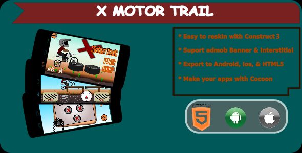 X Motor Trail - HTML5 Mobile Game (Construct 3) - code.market