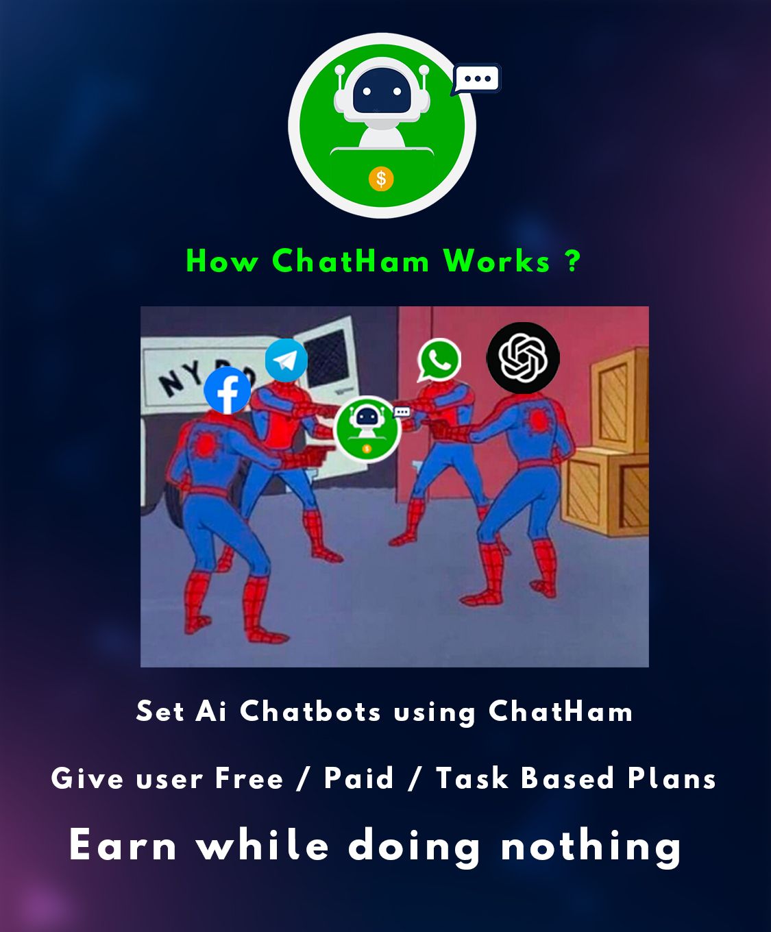 ChatHam - Facebook, WhatsApp, Telegram chatbot with Ad tasks - code.market