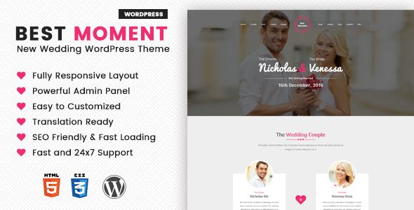 Best Moments - Modern Wedding WordPress Theme - code.market
