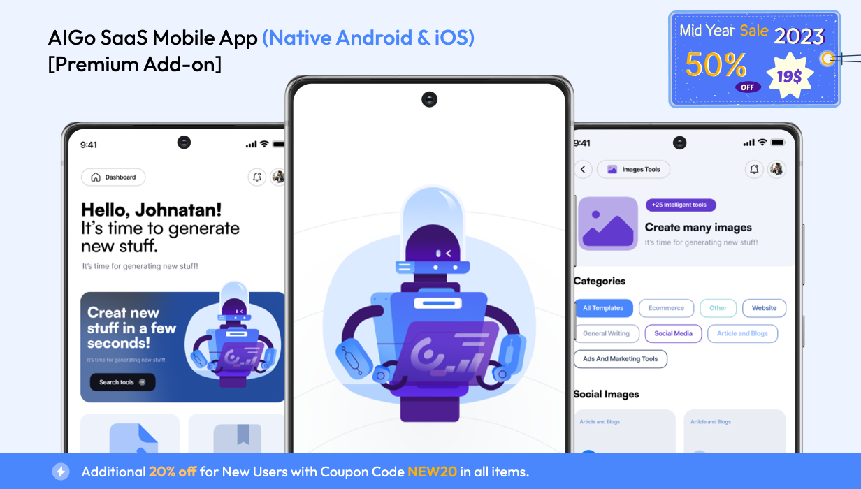 AIGo SaaS - AI Writing Assistant and Content Generator Tool - code.market