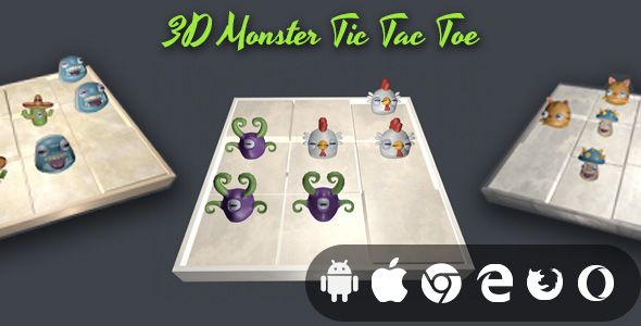 3D Monster Tic Tac Toe - Puzzle Game For Kid - code.market