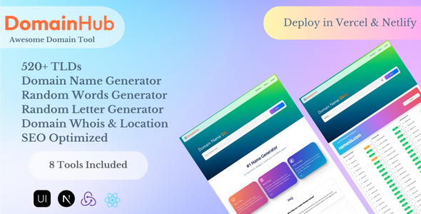 Domain Hub - React Nextjs Domain Generator and Revers DNS tools. - code.market