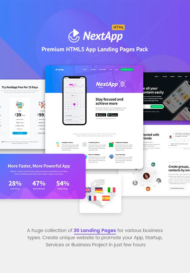 NextApp - App Landing Pages Pack - code.market