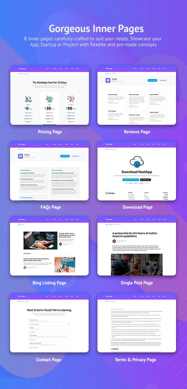 NextApp - App Landing Pages Pack - code.market