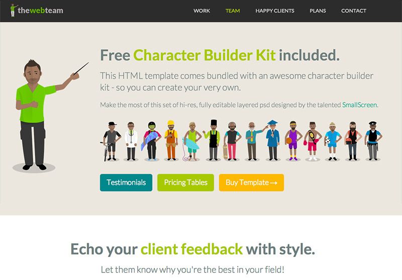 The Team - One Page Flat UI Pro Marketing Template - code.market