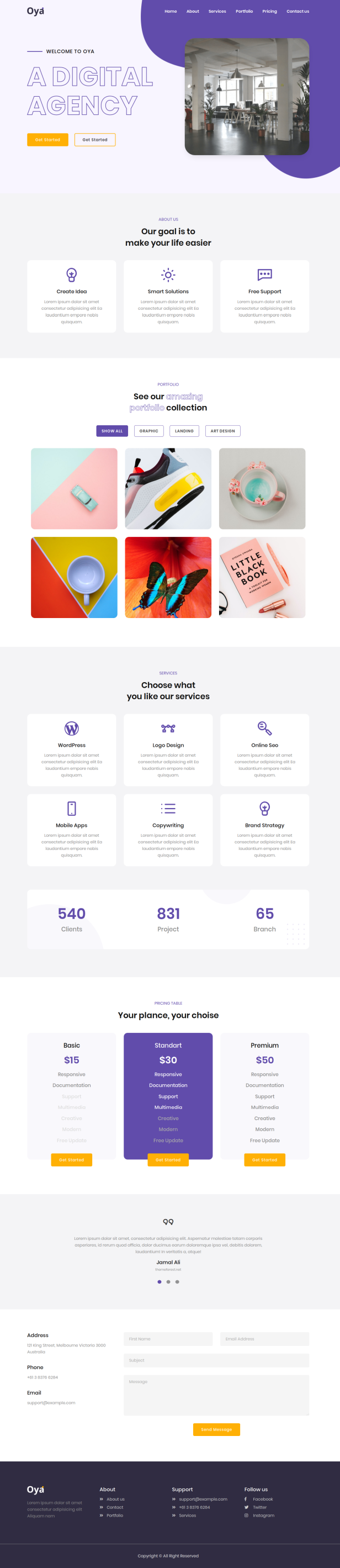 Oya - Agency Landing Page Template - code.market