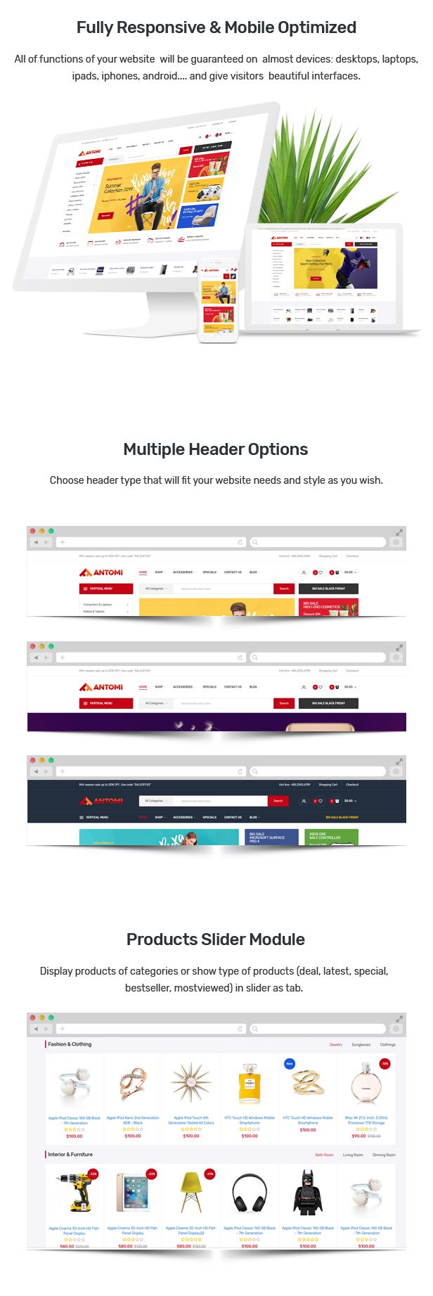 Antomi - Multipurpose OpenCart Theme (Included Color Swatches) - code.market