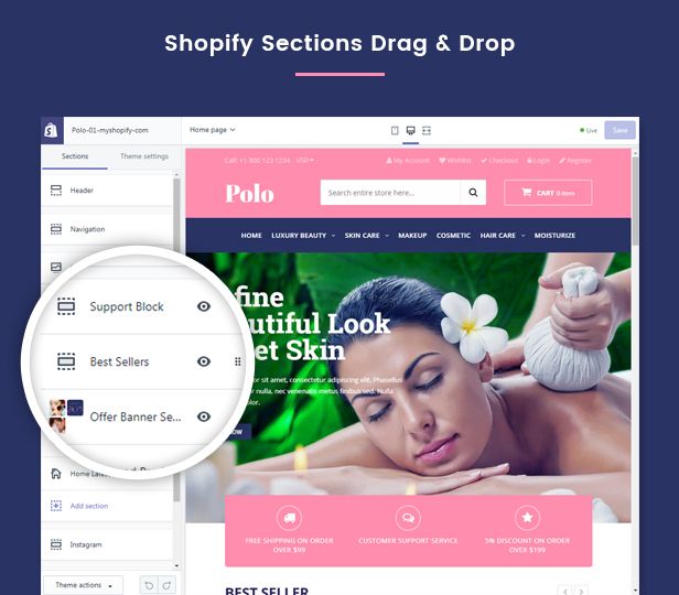 Polo - Drag & Drop Sectioned Beauty Store Shopify Theme - code.market