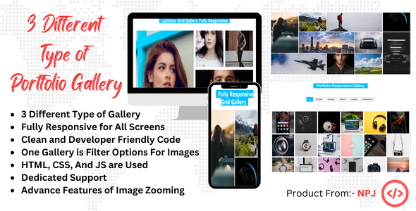3 Different Types of Gallery, Portfolio, Showcase, - code.market