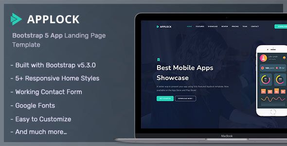 Applock - Responsive App Landing Page Template - code.market