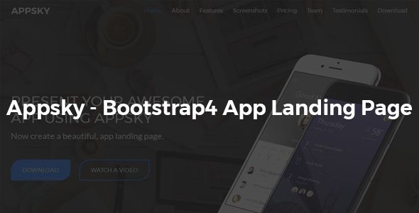 Appsky -Bootstrap4 App Landing Page - code.market