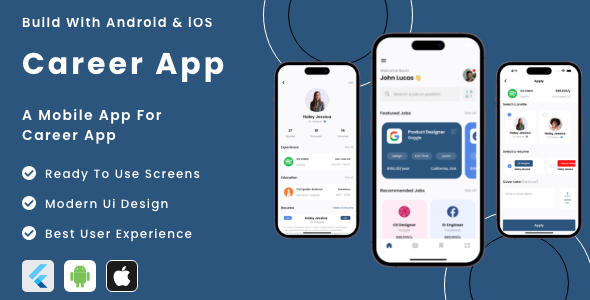 Career App Flutter Mobile App Template Codemarket