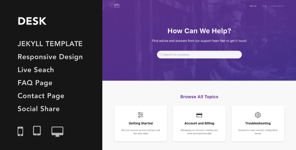 Desk - Responsive Knowledge Base & FAQ Jekyll Theme - code.market