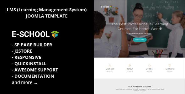 E School - Professional Learning and Courses Joomla Template - code.market