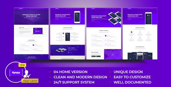 Flyapp - APP Landing HTML Template - code.market