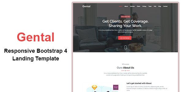 Gental - Responsive Bootstrap 4 Landing Template - code.market
