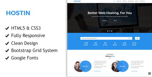 HostIn - One Page Responsive Hosting Template - code.market