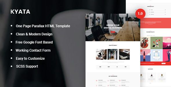 Kyata | One Page Parallax HTML5 Template - code.market