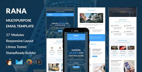 RANA - Multipurpose Responsive Email Template + Stampready Builder - code.market