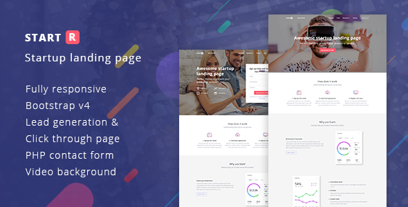 Startr - Multipurpose Startup Landing Page Marketing Landing - code.market