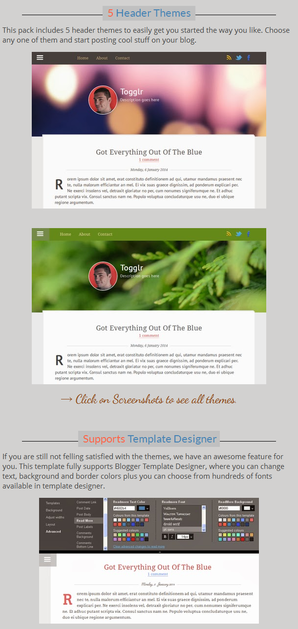 Togglr - Clean Responsive Blogger Template - code.market