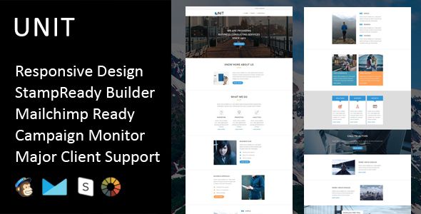 Unit - Multipurpose Responsive Email Template + Stampready Builder - code.market