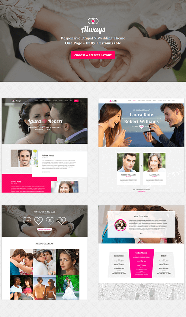 Always - Responsive Drupal 9 Wedding Theme Drupal Entertainment Cms Themes - code.market