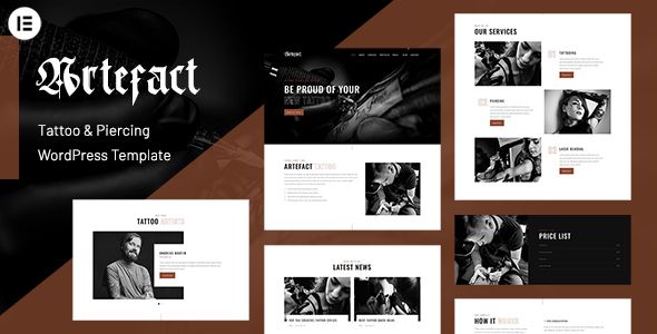 Artefact - Elementor Tattoo Piercing Studio WordPress Theme - code.market