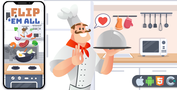 Flip Em All - Cooking HTML5 Game, Construct 3 - code.market