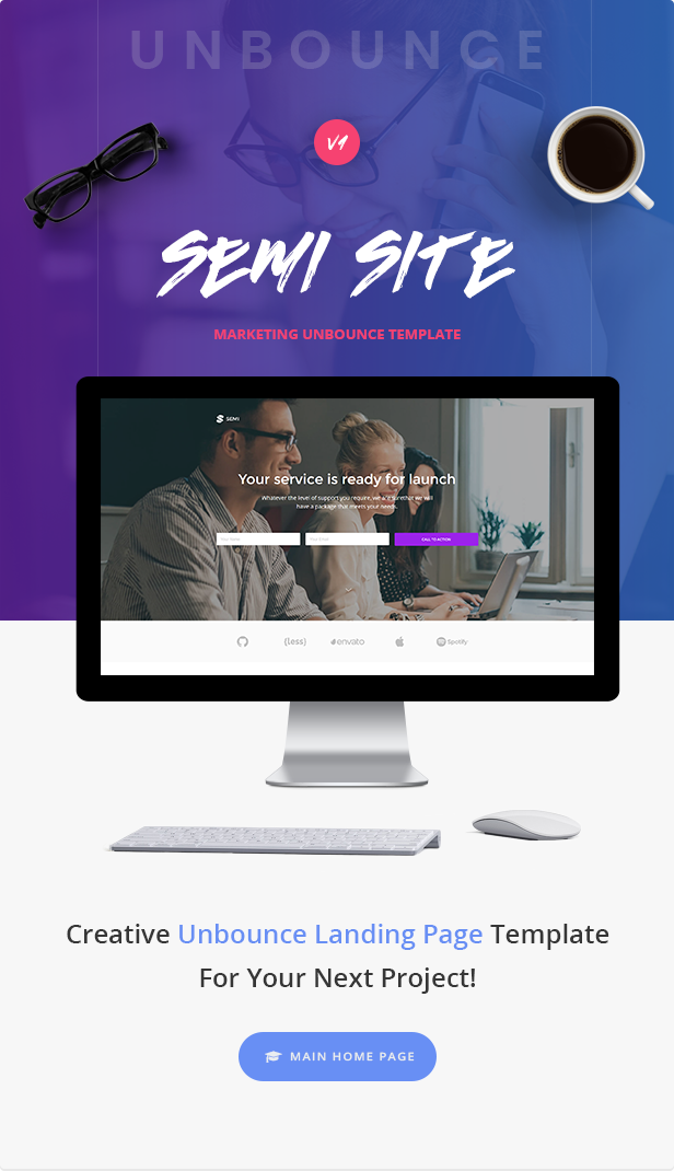 Semi - Service Unbounce Landing Page - code.market
