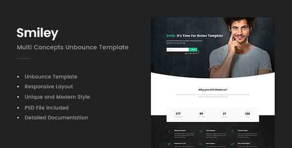 Smiley - Multi Concepts Unbounce Template - code.market