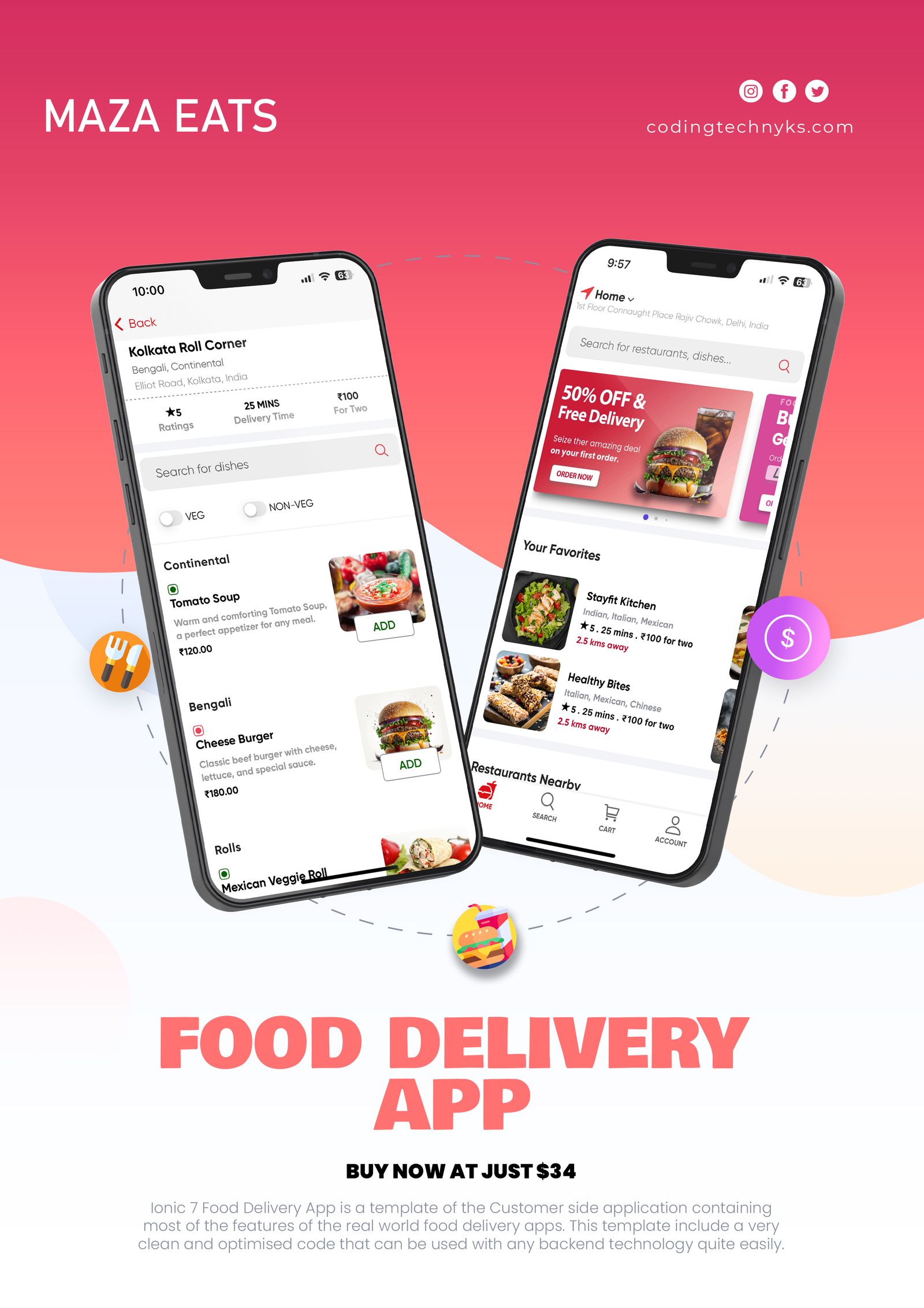 Ionic 7 Food Delivery App Template (Standalone & NgModule) - code.market