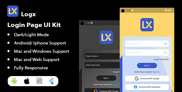 Logx – Flutter Login UI kit - code.market