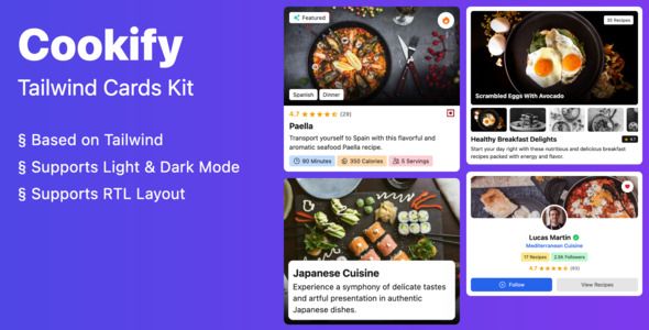 Cookify - Tailwind Cards Kit - code.market