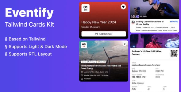 Eventify - Tailwind Cards Kit - code.market